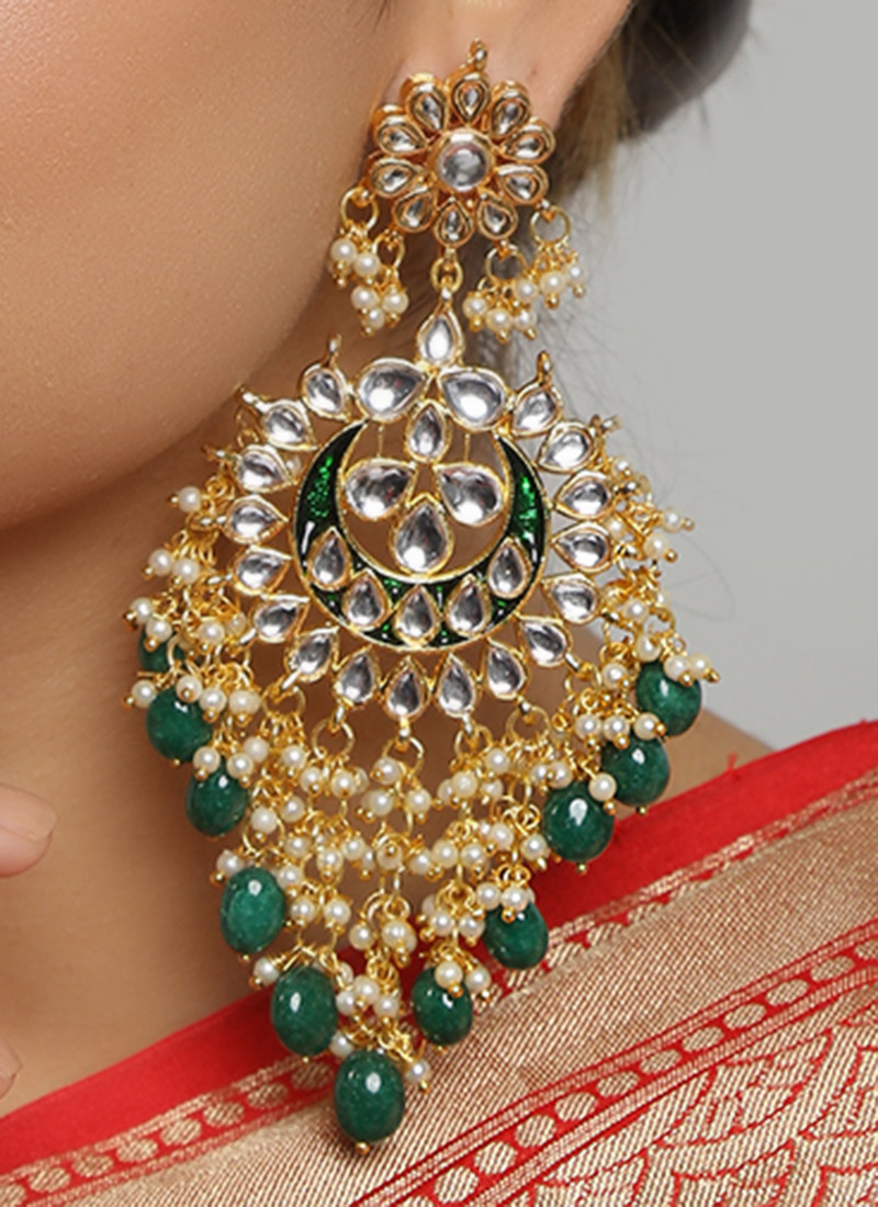 Buy Green And White Alloy Chaand Bali Wedding Wear Online at Best Price ...