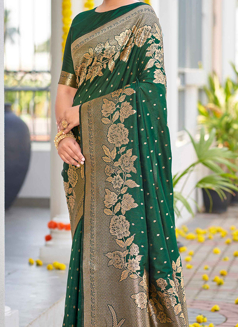 Buy Trendy Green India Sarees Online at Cbazaar