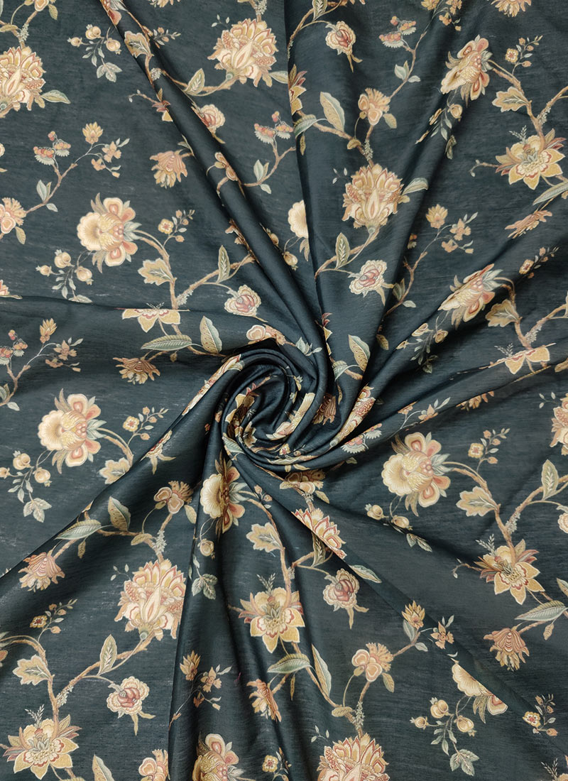 Shop Green Chanderi Modal Satin Fabric in UK - Cbazaar