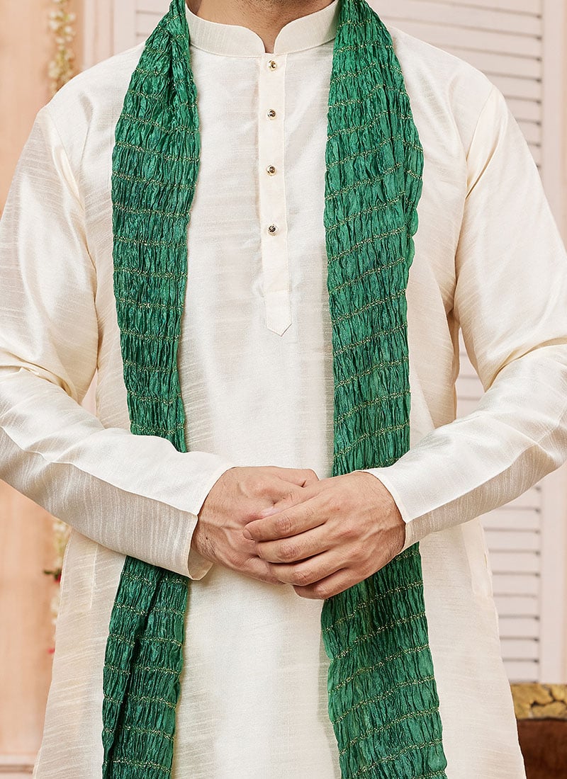 Shop Green Chanderi Silk Men Stole in India - Cbazaar