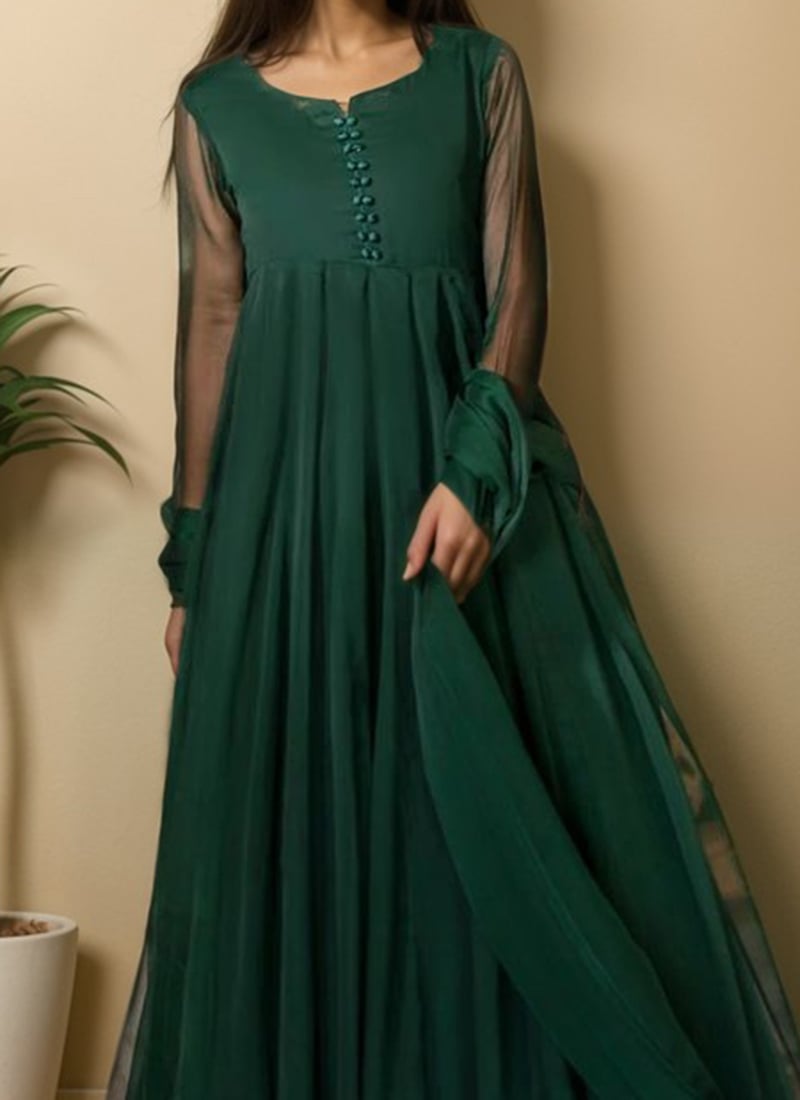 Shop Green Georgette Anarkali Suit Festive Wear Online at Best Price ...