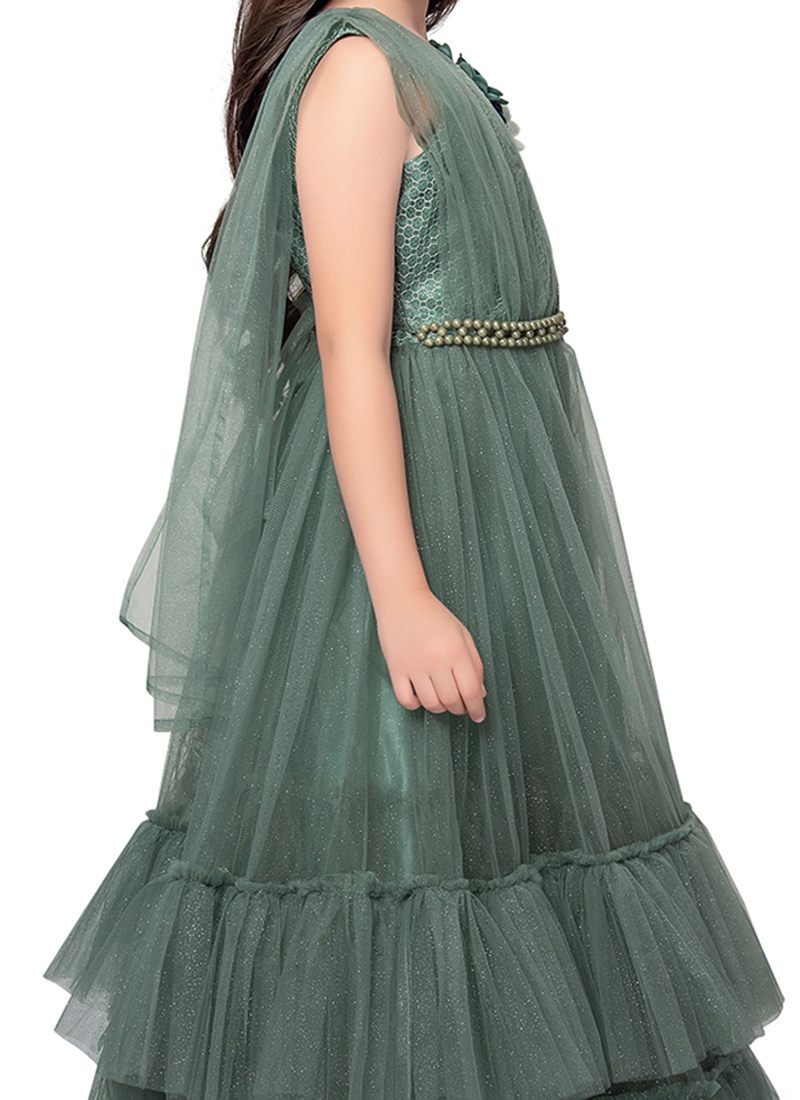 Shop Green Net Dress Girl Kids Online at Best Price | Cbazaar