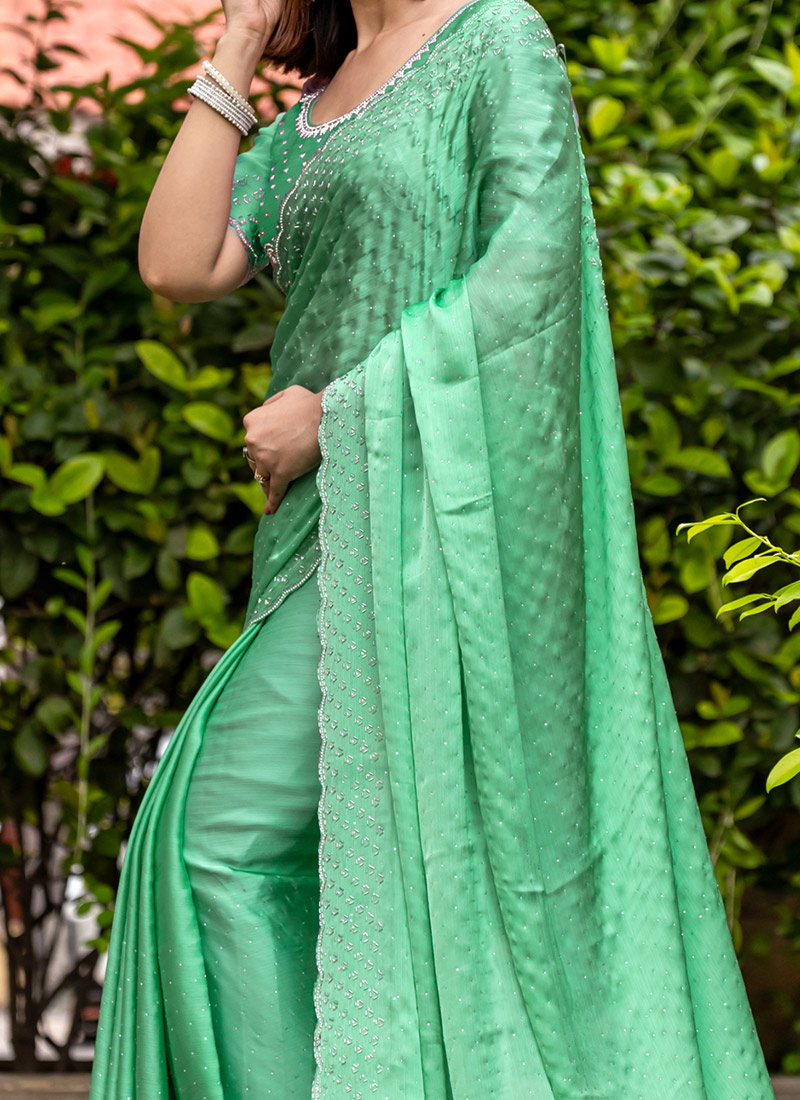 Hand Embroidered Sarees | Zardosi Sarees | Zari Stone work sarees