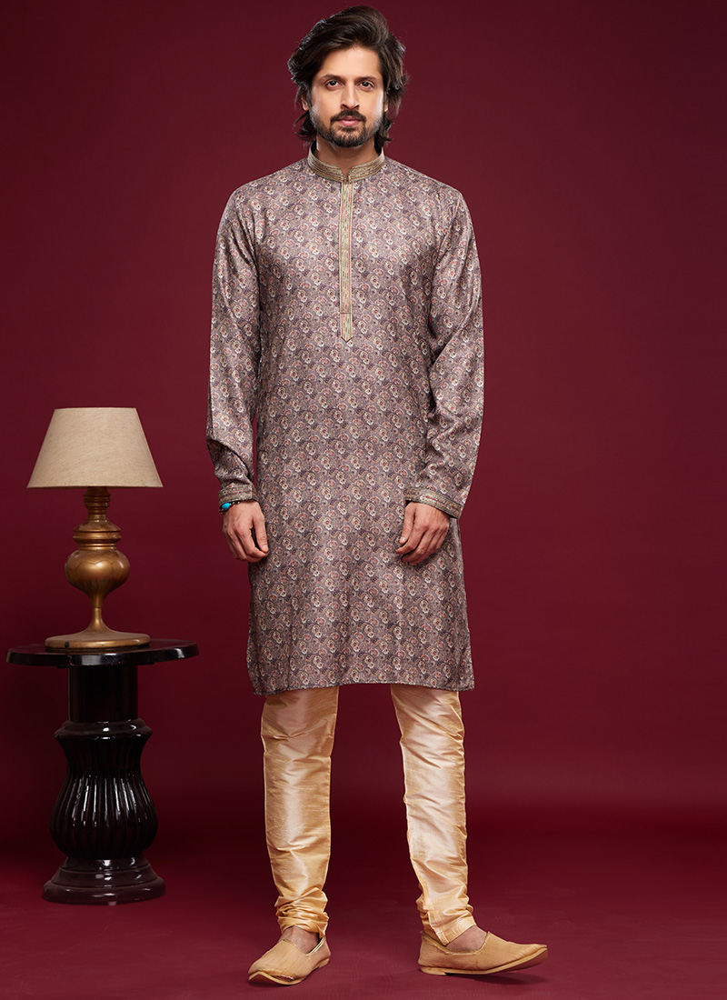 Buy Grey Color Kurta Pyjamas | Online Grey Colour Kurta Pyjamas ...