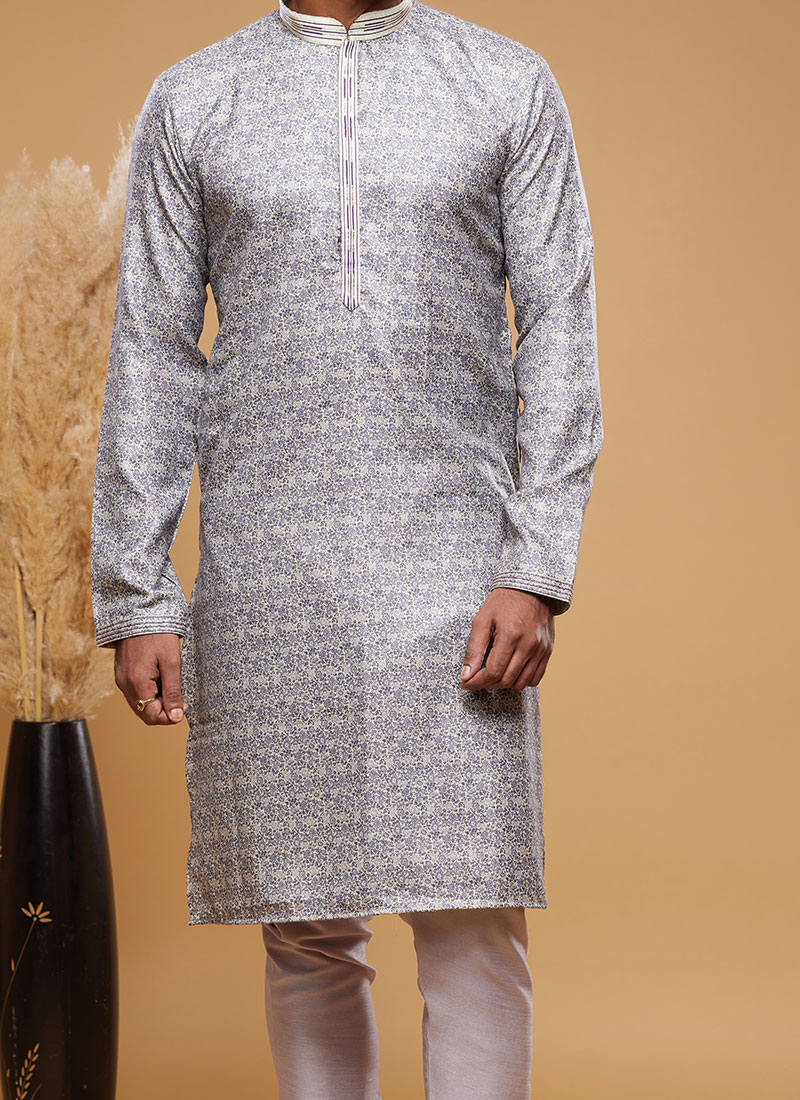 Buy Grey Color Kurta Pyjamas | Online Grey Colour Kurta Pyjamas ...