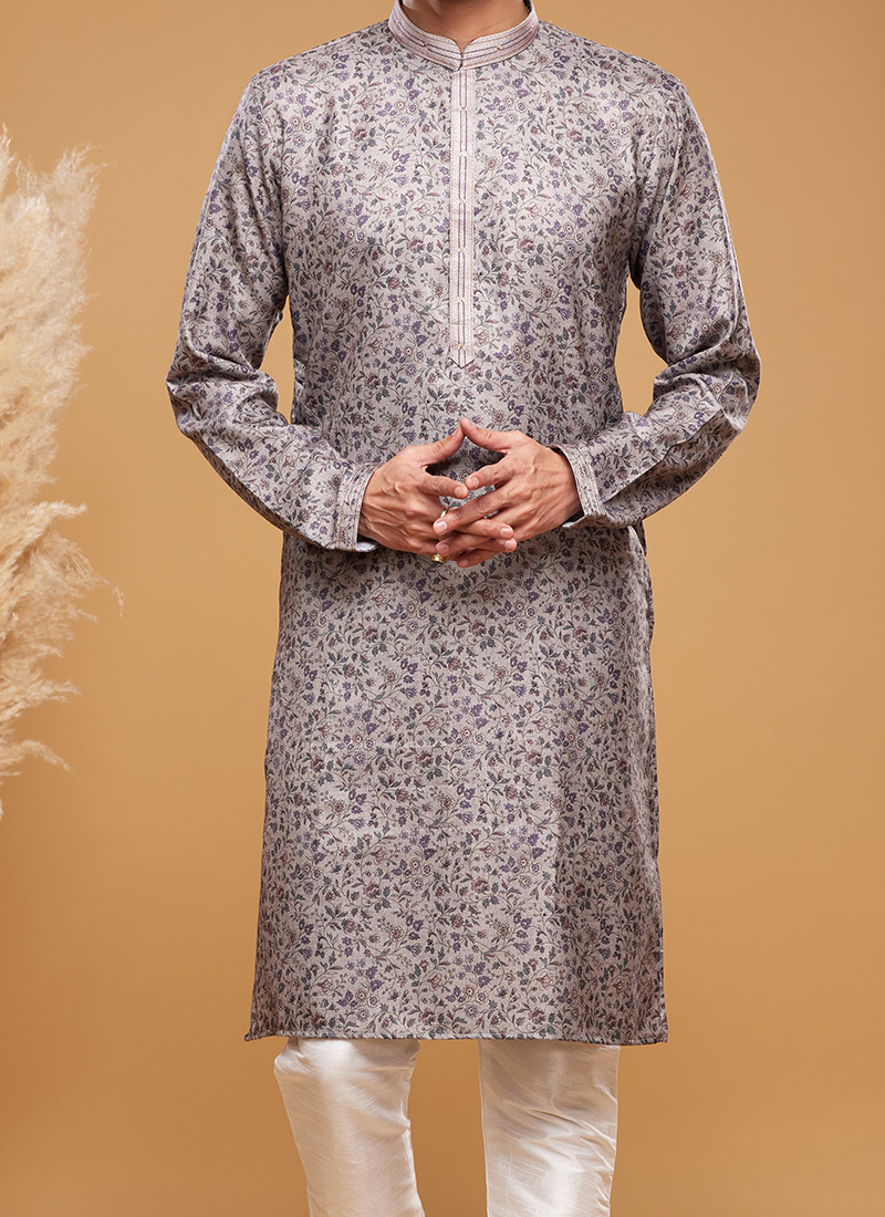 Buy Grey Color Kurta Pyjamas | Online Grey Colour Kurta Pyjamas ...