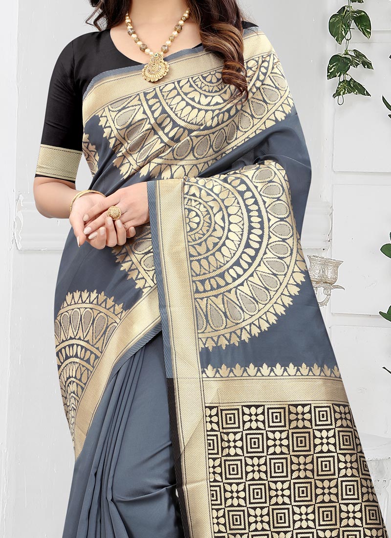 Shop Trendy Grey Color Sarees For Women Online at Cbazaar