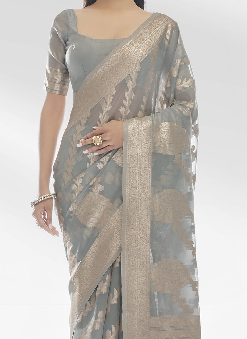 Shop Grey sarees online | Online Grey sarees | Purchase Grey sarees online