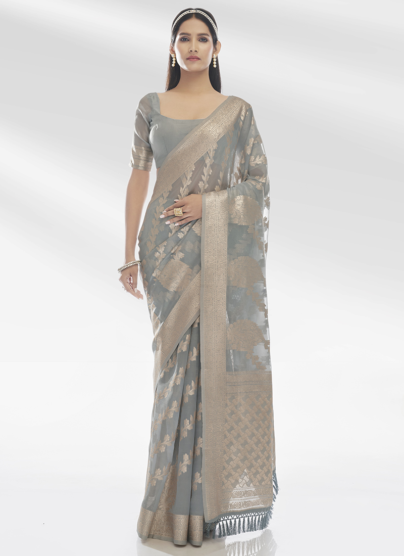 Shop Grey sarees online | Online Grey sarees | Purchase Grey sarees online