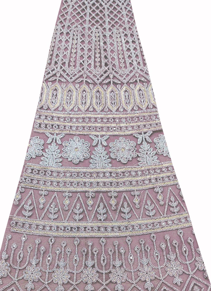 Shop Lavender Grey Net Embroidered Fabric in UK - Cbazaar