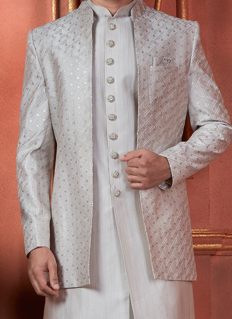 Jacket Style Sherwani: Latest Jacket Style Men Sherwani Online