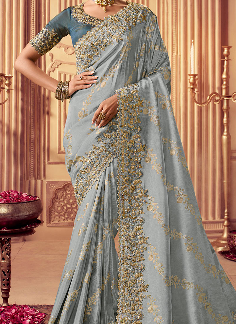 Shop Grey sarees online | Online Grey sarees | Purchase Grey sarees online