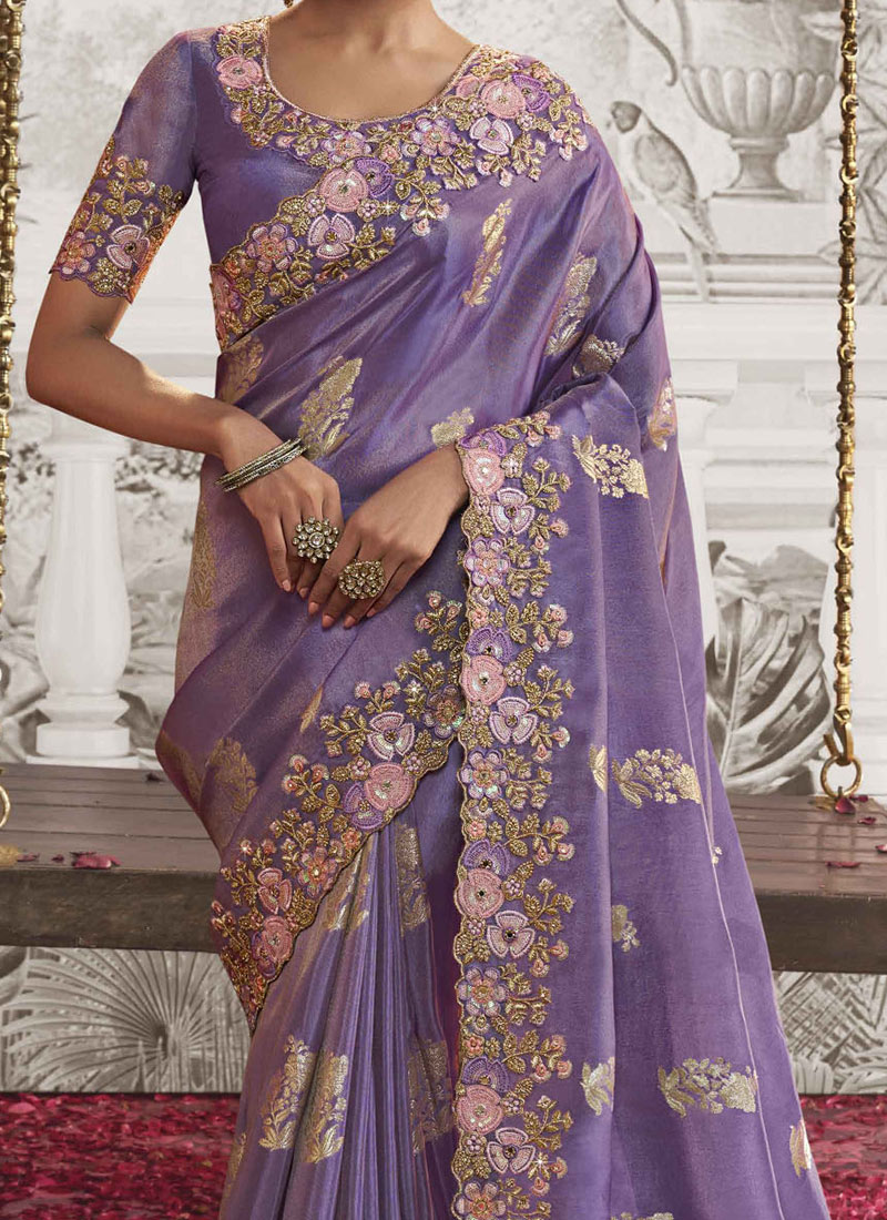 Buy Lavender sarees online | Lavender sarees styles | Online Lavender ...