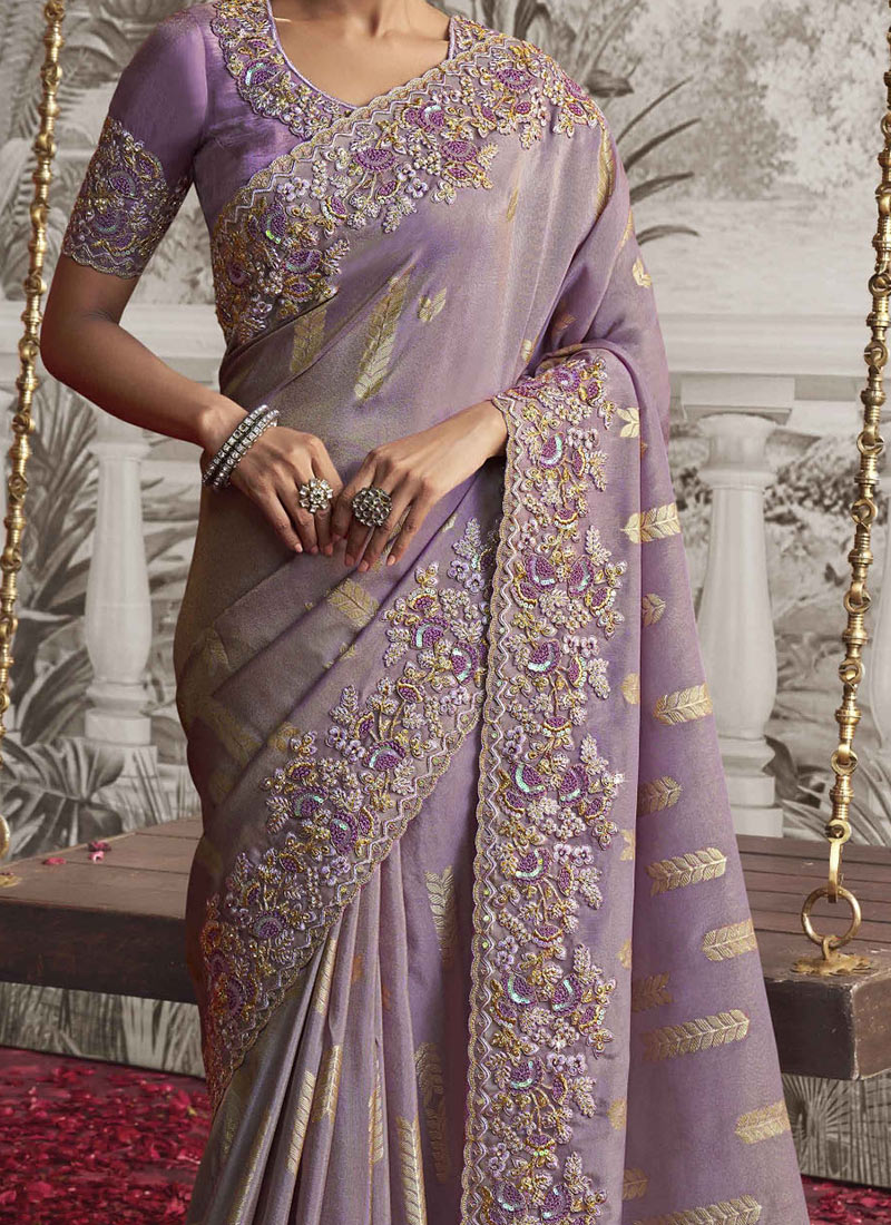 Buy Lavender sarees online | Lavender sarees styles | Online Lavender ...