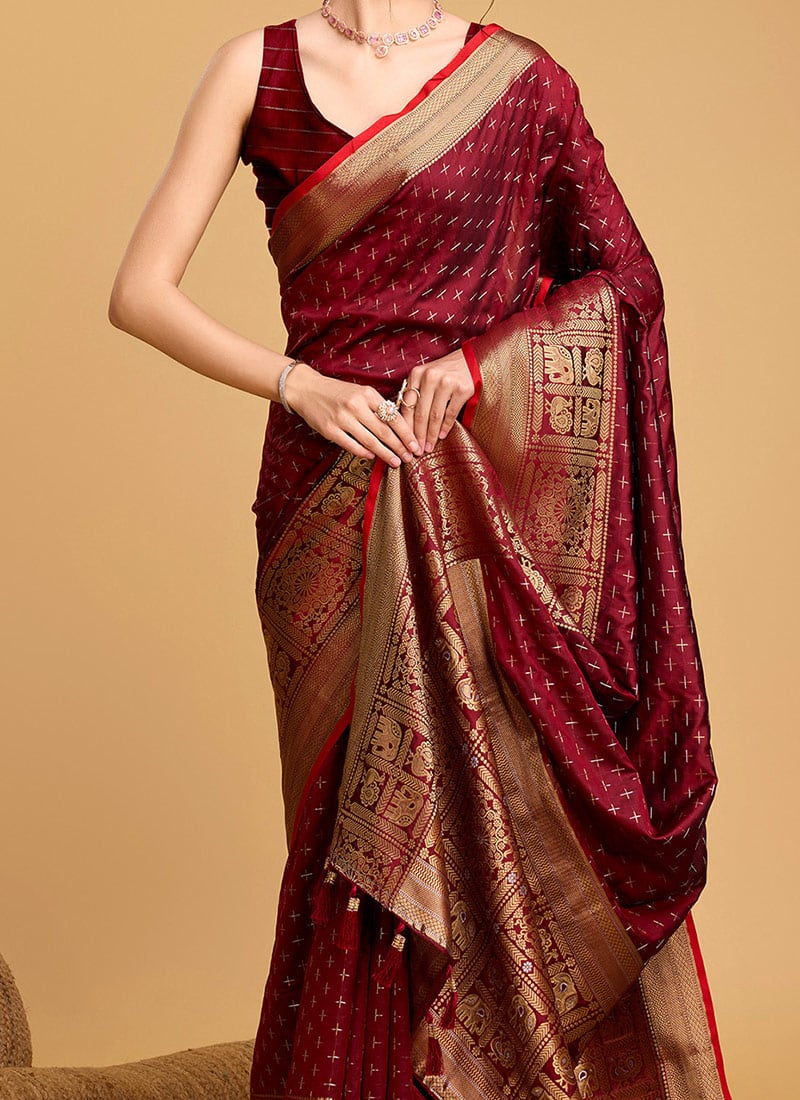 Maroon Saree | Buy Maroon Sarees Online Shopping - Cbazaar