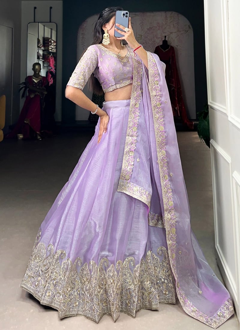 Buy Lavender Lehenga Choli Collections Online -Cbazaar