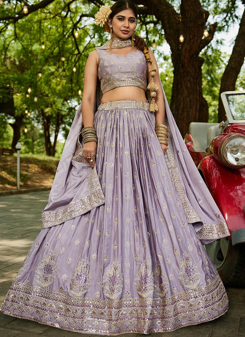 Buy Lavender Lehenga Choli Collections Online -Cbazaar