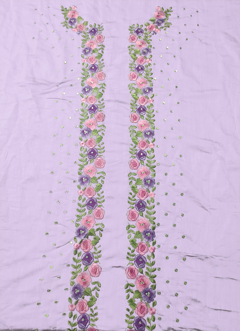 Shop Lavender Embroidered Art Silk Fabric in UK - Cbazaar