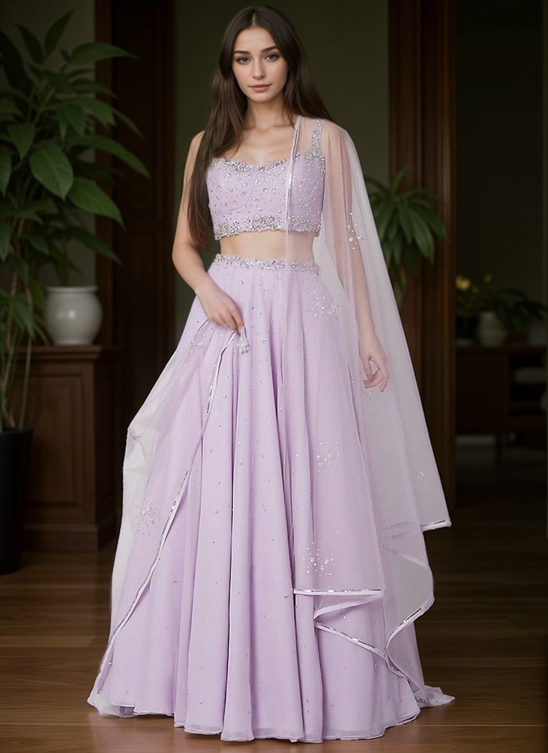 Buy Lavender Lehenga Choli Collections Online -Cbazaar