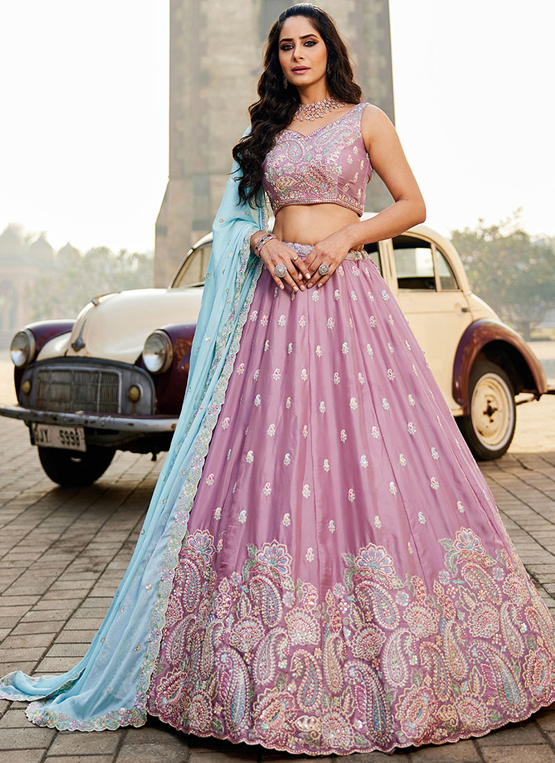 Buy Lavender Lehenga Choli Collections Online -Cbazaar