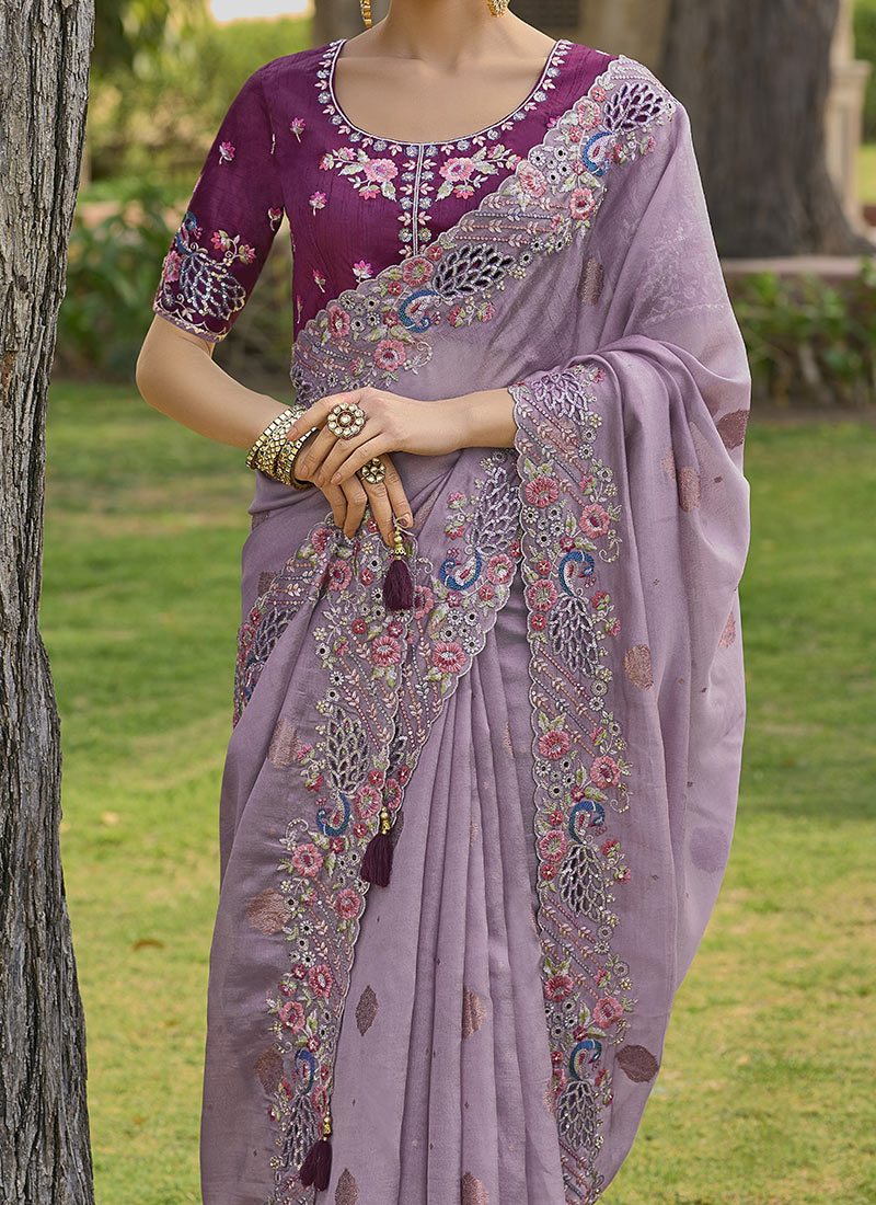 Buy Lavender sarees online | Lavender sarees styles | Online Lavender ...