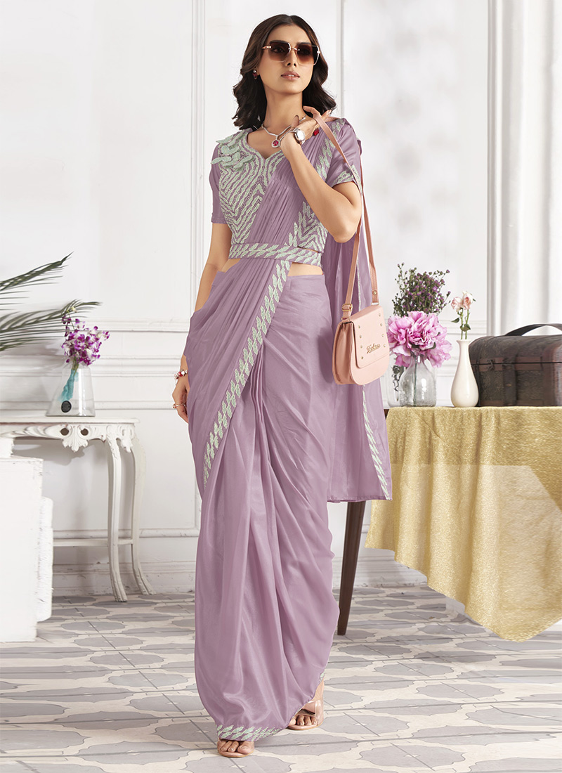 Buy Lavender sarees online | Lavender sarees styles | Online Lavender ...