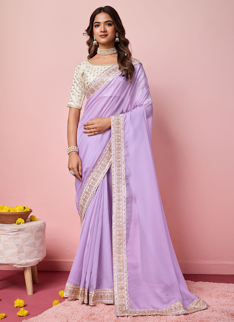 Buy Lavender sarees online | Lavender sarees styles | Online Lavender ...