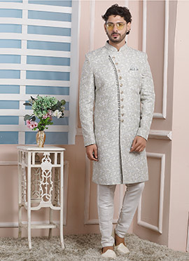 Buy Grey Color Sherwanis | Online Grey Colour Sherwanis | Designer Grey ...
