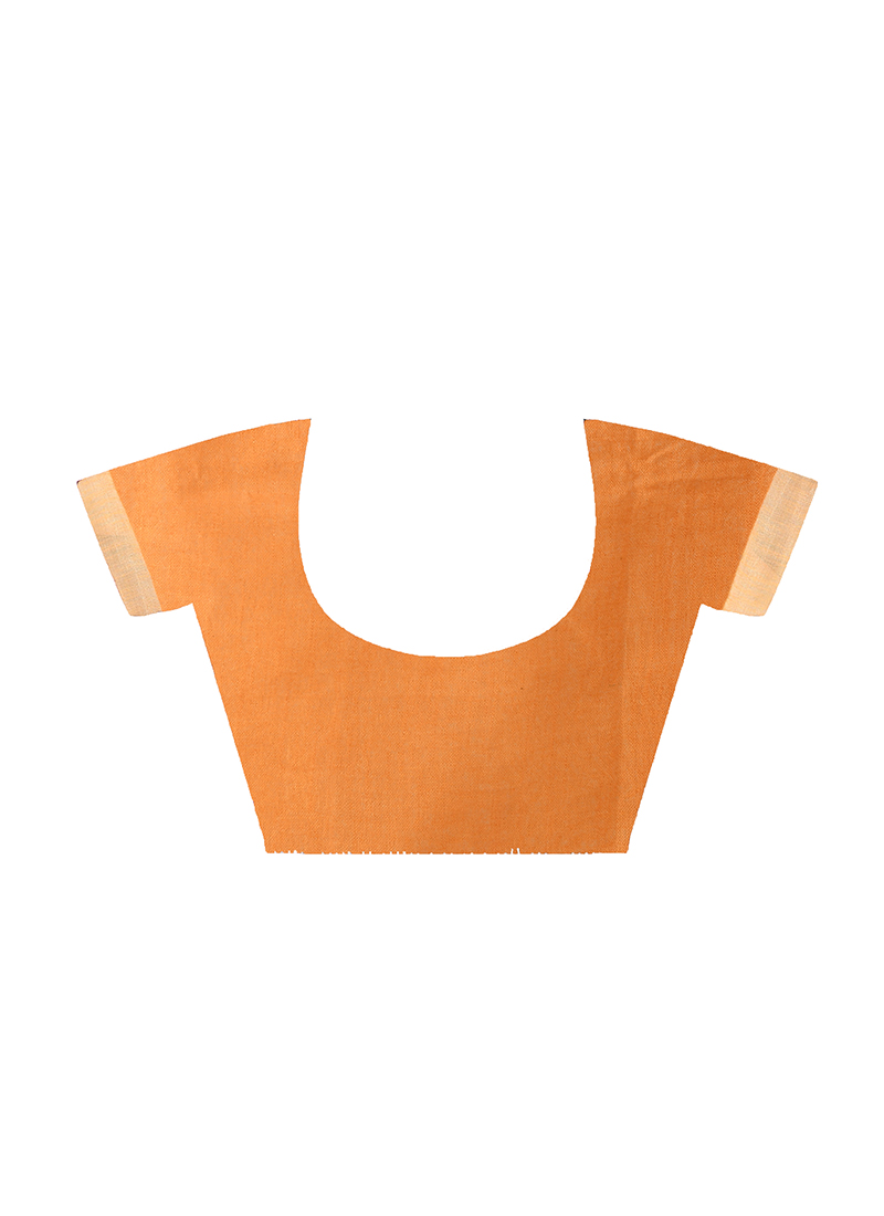 Buy Light Orange Linen Sari After Six Wear Online at Best Price | Cbazaar