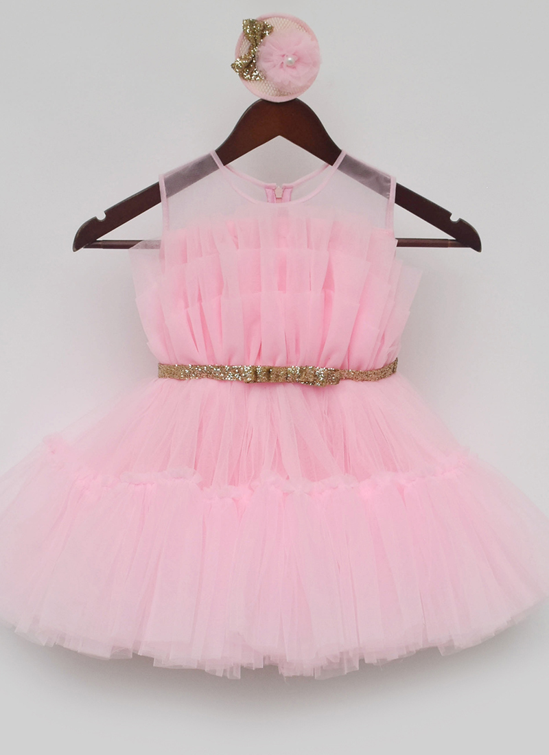 Shop Light Pink Net Dress Online at Best Price | Cbazaar