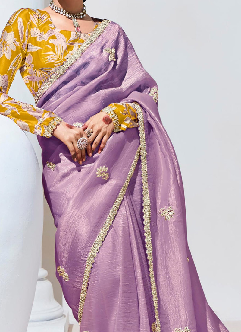 Buy Lavender sarees online | Lavender sarees styles | Online Lavender ...