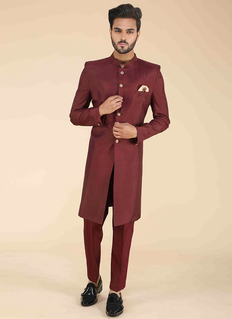 Buy Maroon Color Sherwanis Online Maroon | Designer Maroon Sherwanis