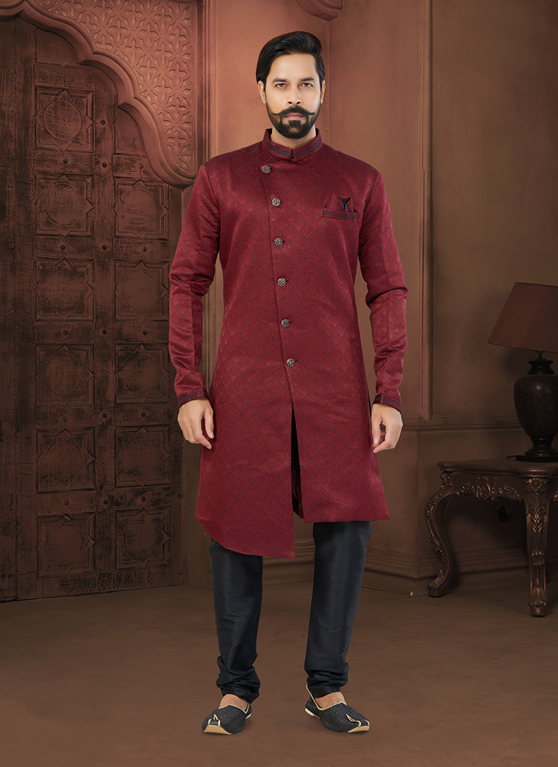 Buy Maroon Sherwanis Online Designer Men's Wear at Cbazaar