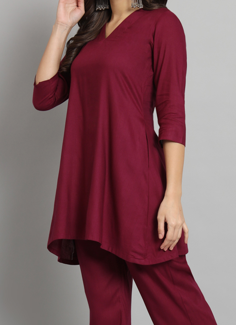 Buy Maroon Blended Cotton Co ord Set After Six Wear Online at Best ...
