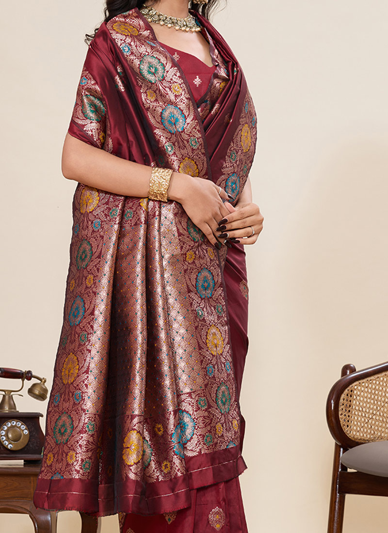 Maroon Saree | Buy Maroon Sarees Online Shopping - Cbazaar