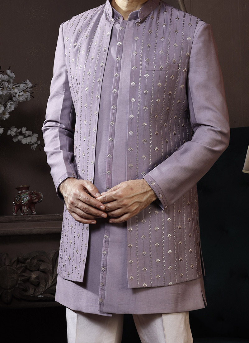 Shop Trendy Mauve Sherwanis Online For Men at Cbazaar