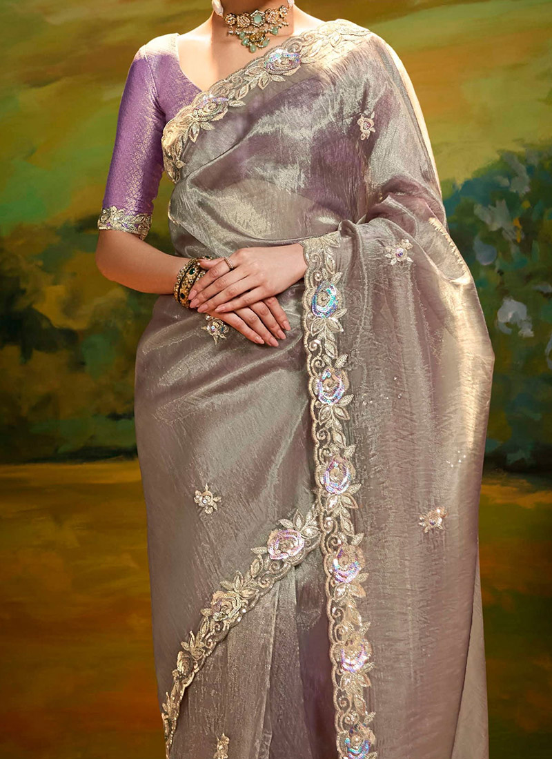 Hand Embroidered Sarees | Zardosi Sarees | Zari Stone work sarees
