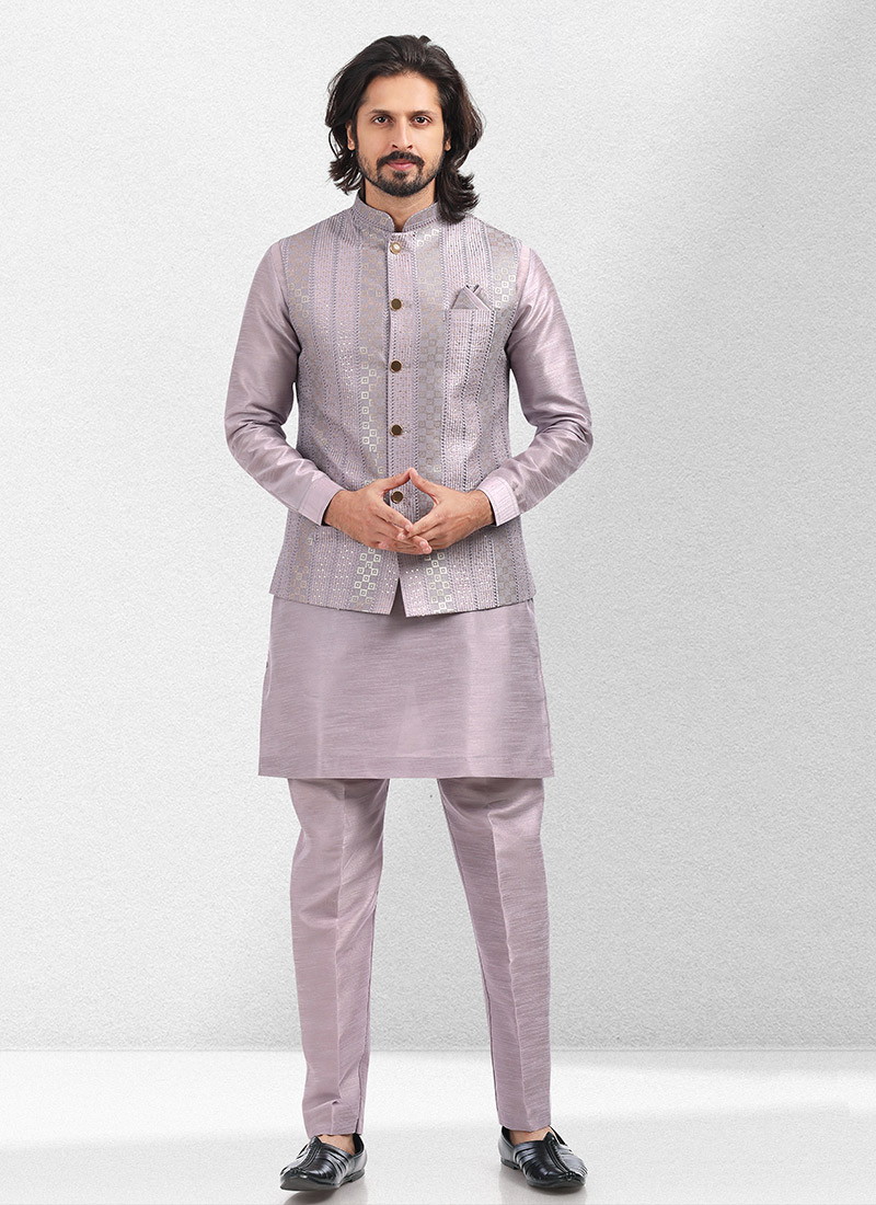 Buy Purple Color Kurta Pyjamas Online | Designer Purple Kurta Pyjamas