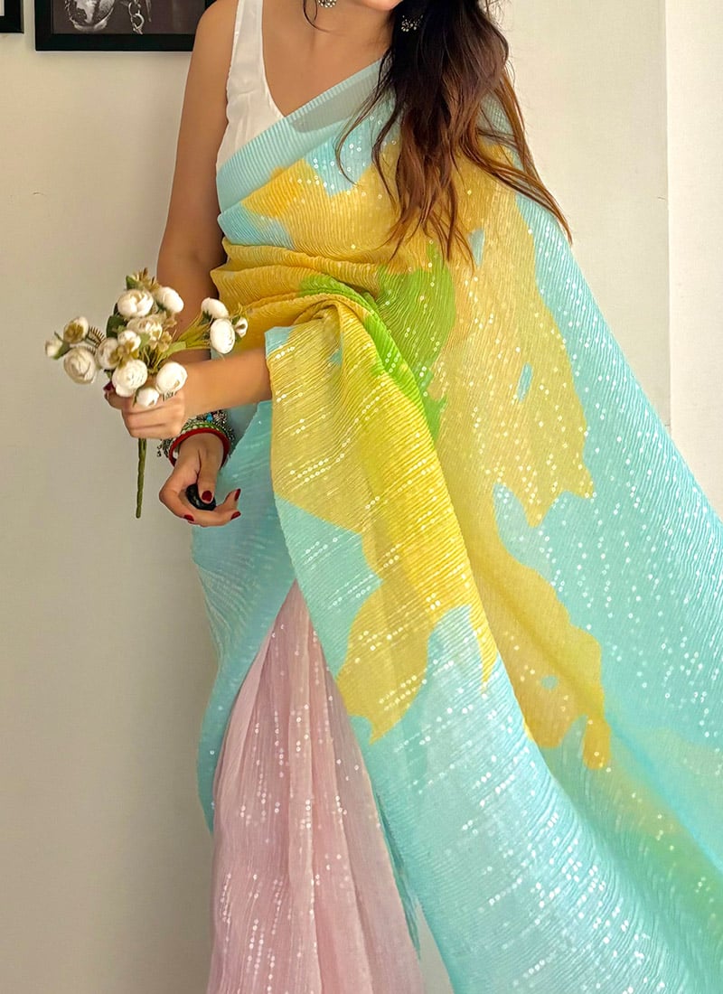 Faux Georgette Sarees: Buy Faux Georgette Sarees Online - Cbazaar