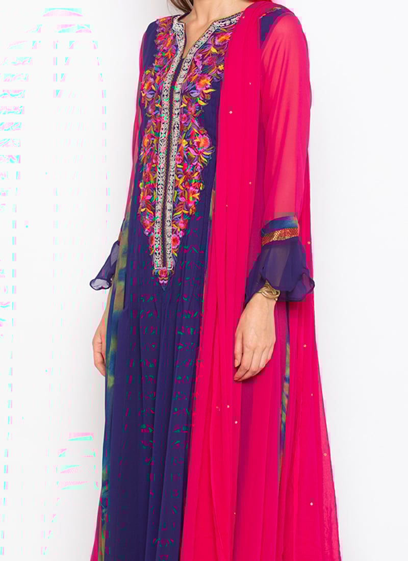 Buy Multicolored Georgette Embroidered Anarkali Suit Party Wear Online ...