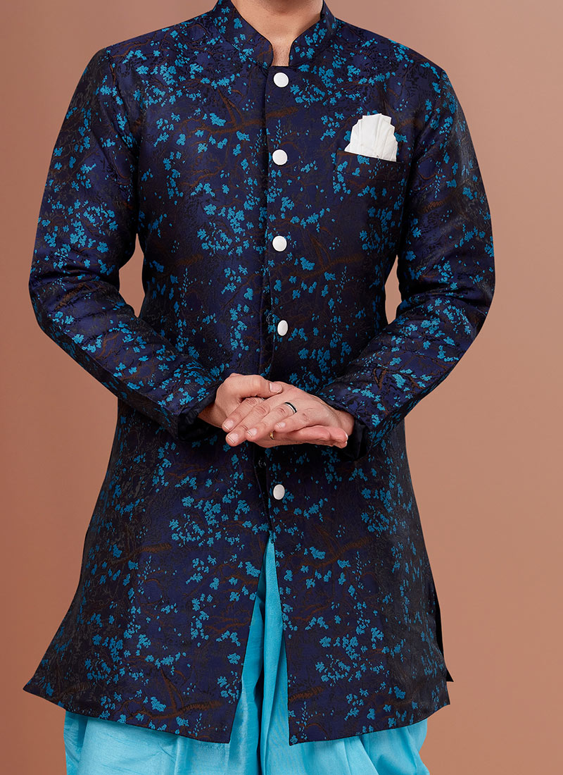 Blue sherwani : Designer Blue Sherwani For Men Online