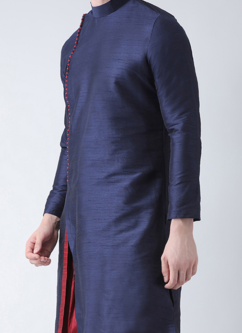 Shop Navy Blue Art Silk Kurta Dhoti Set Party Wear Online at Best Price ...