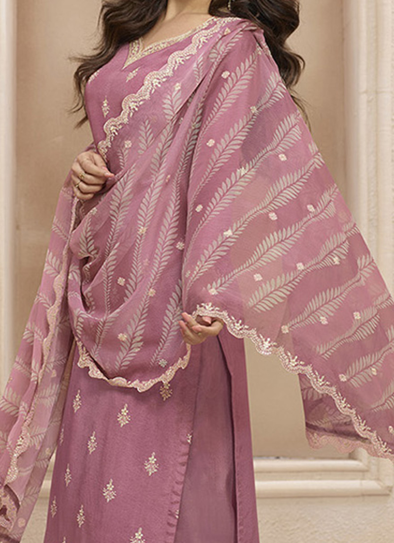 Shop Nidhi Shah Pakistani Style Straight Suit Pink Dola Silk ...