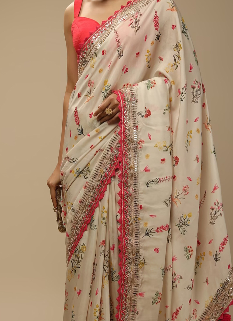 Buy Indian Ethnic Clothing - Raksha Bandhan Off White Sarees