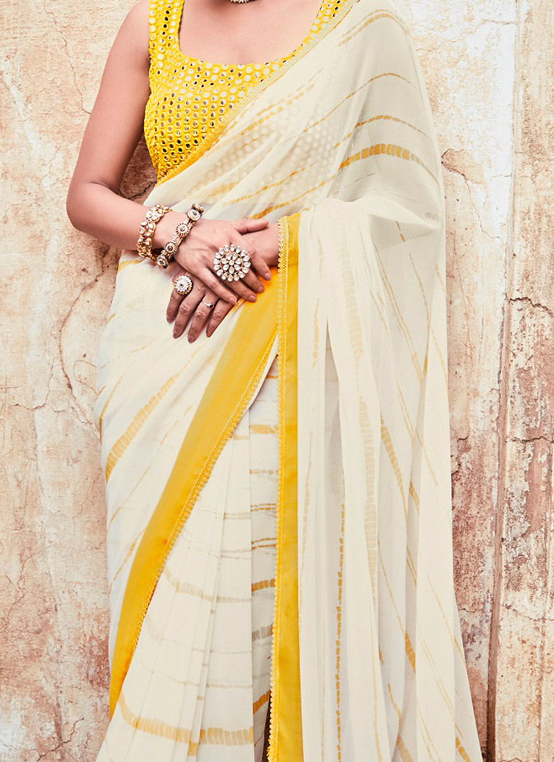 Shop Off White Sarees Online Shopping - Cbazaar