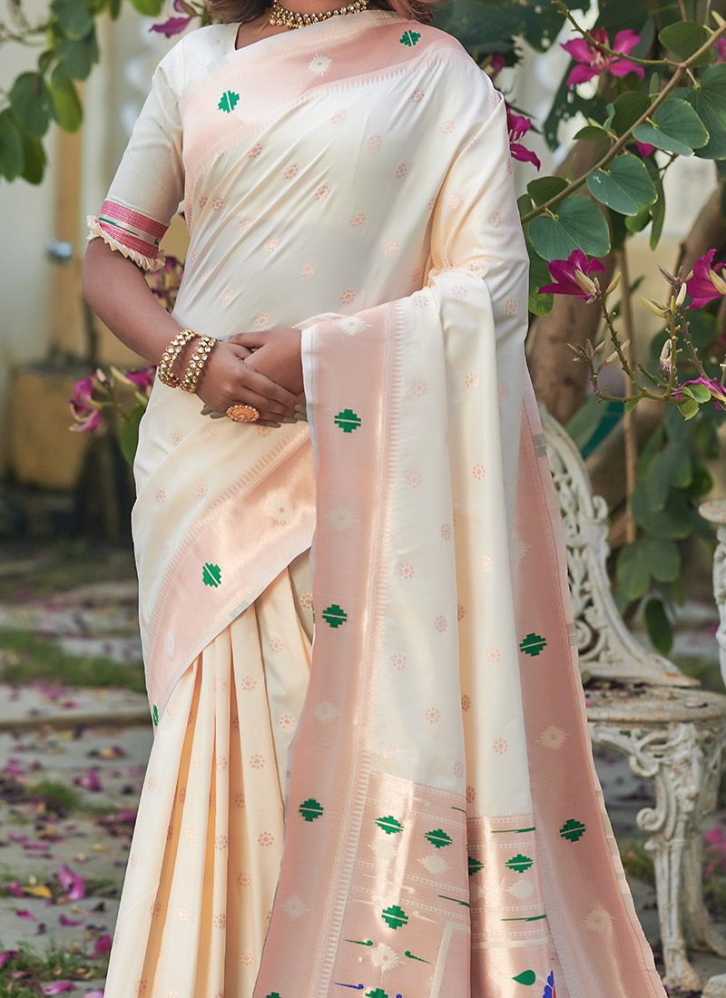 Shop Off White Sarees Online Shopping - Cbazaar