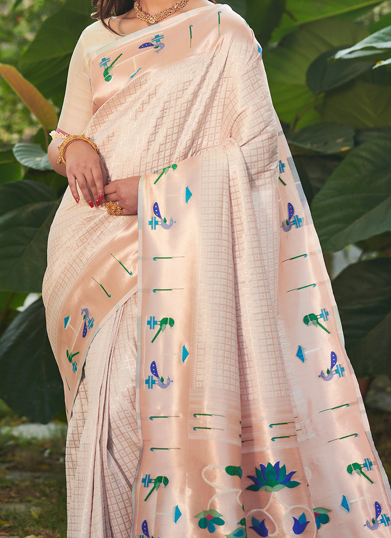 Shop Off White Sarees Online Shopping - Cbazaar