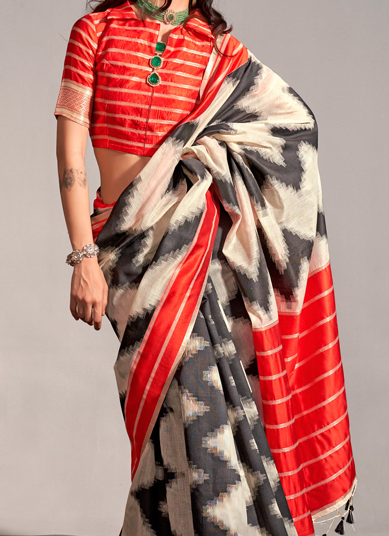 Shop Off White Silk Woven Zari Saree After Six Wear Online at Best ...