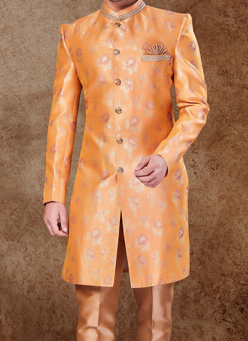 Buy Orange Color Sherwanis | Online Orange Colour Sherwanis | Designer ...