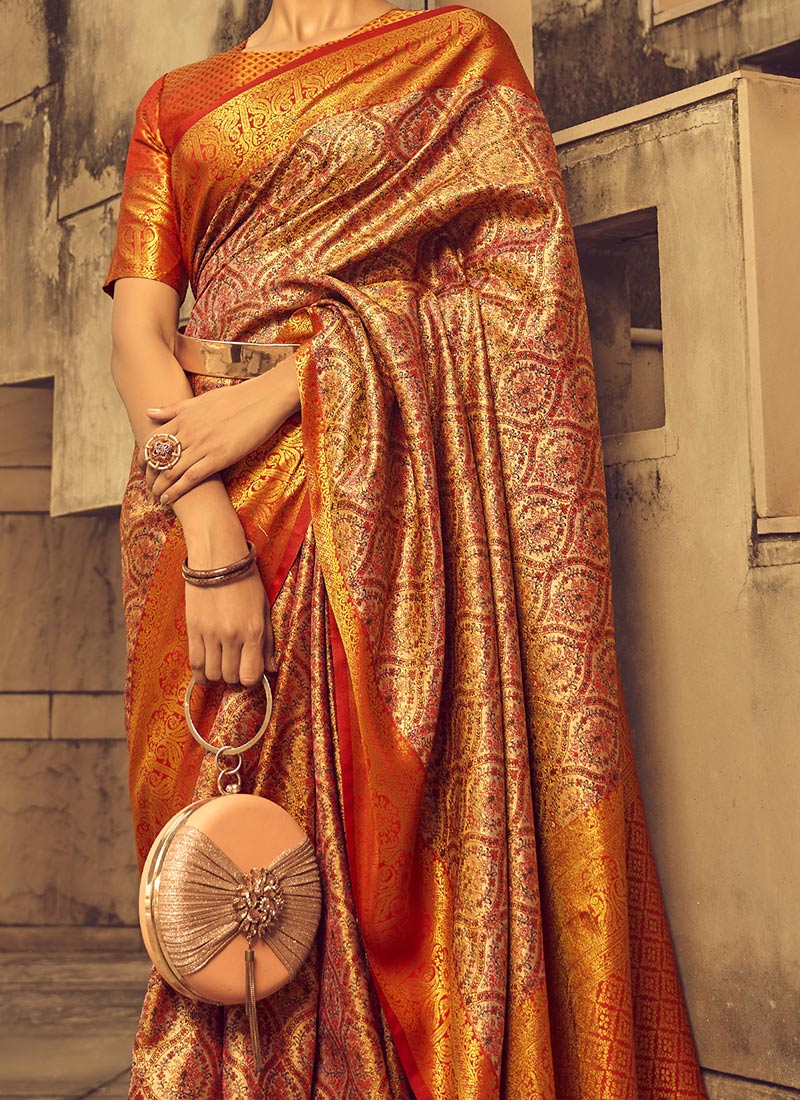 Buy Orange Sarees Online | Orange Sarees Styles | Online Orange Sarees